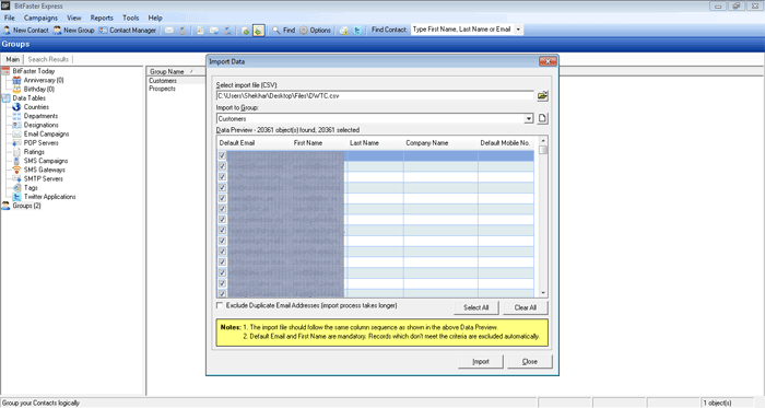 BitFaster 10.0 - Import Data